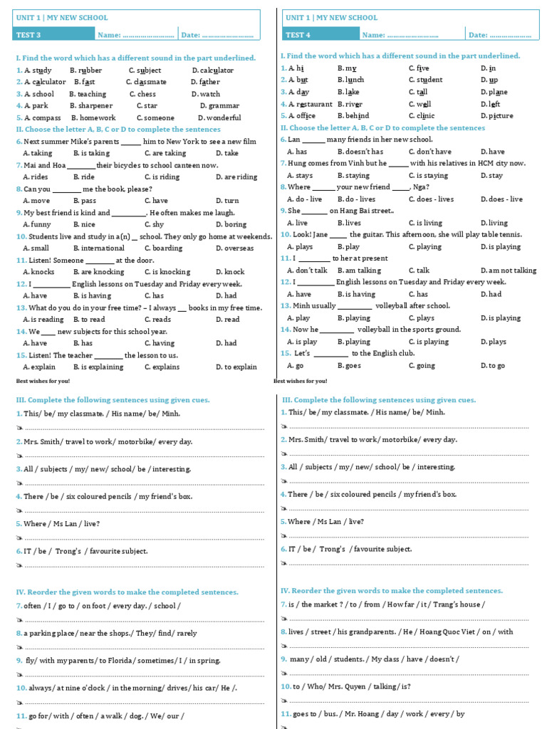 GB6 U1 Quicktest 3&4 | PDF