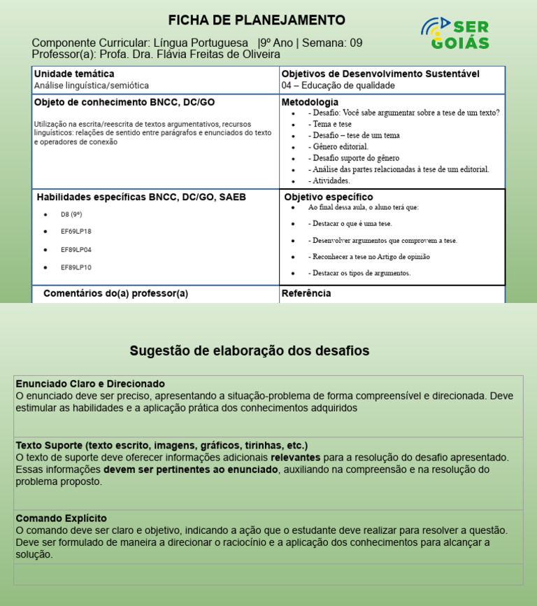 Ficha Pedagógica 9º Ano LP | PDF