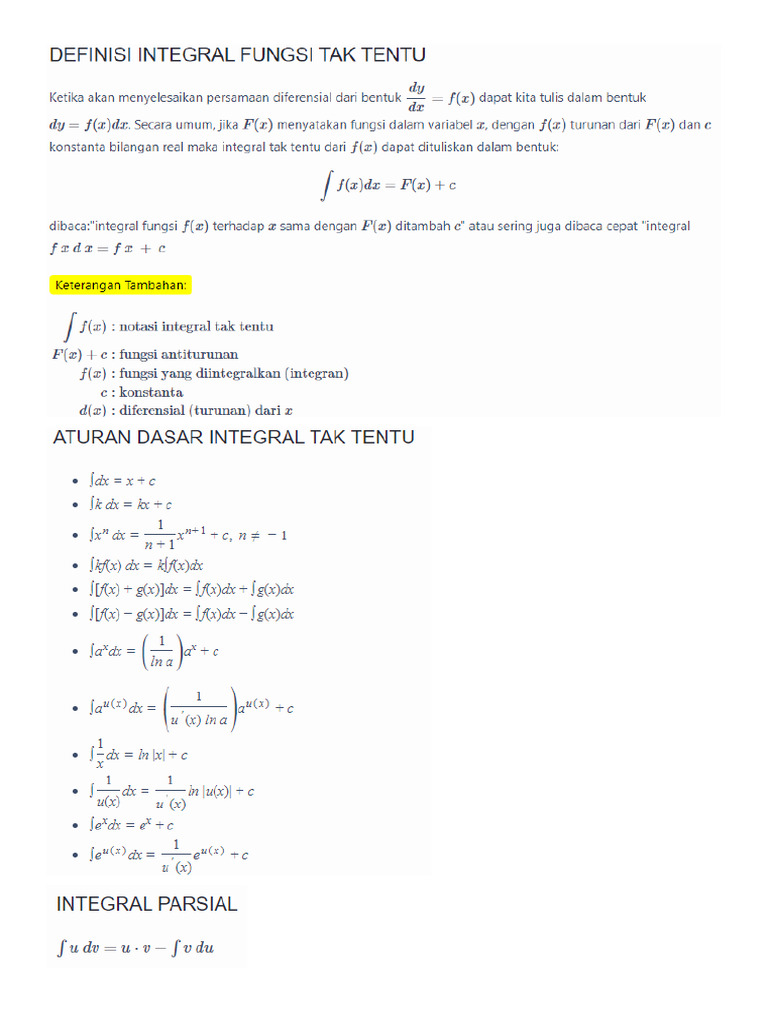 Soal Integral Tak Tentu Dan Tentu | PDF