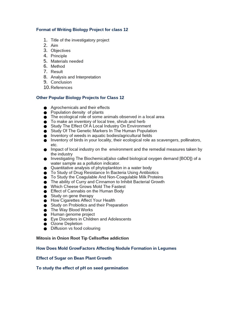 Format of Writing Biology Project For Class 12: Mitosis in Onion Root ...
