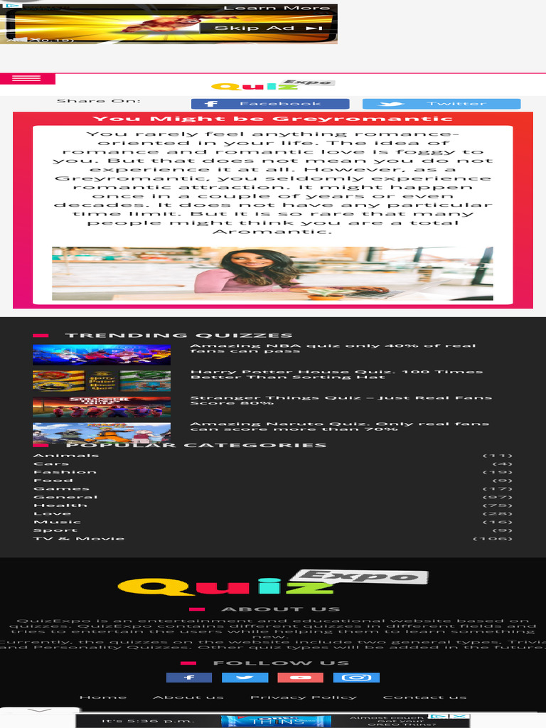 Am I Aromantic - Quiz Expo | PDF