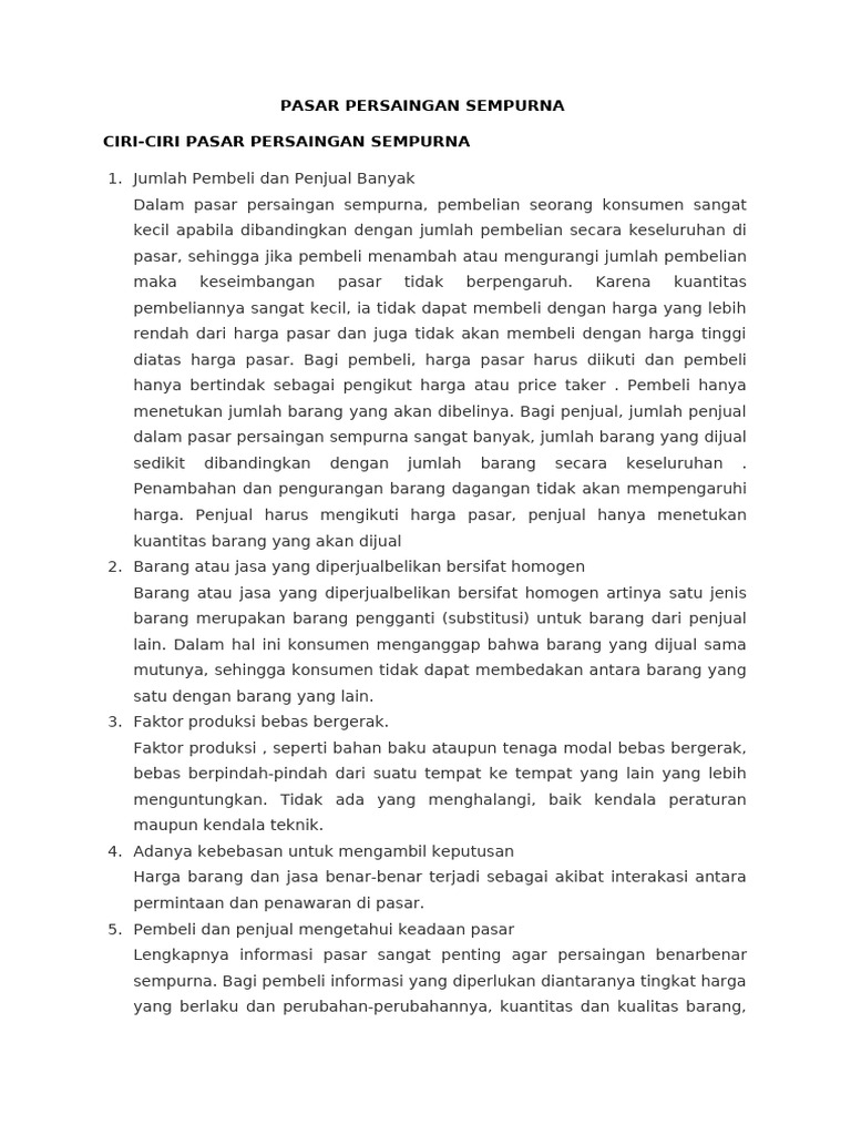 EMM Pasar Persaingan Sempurna Sub Bab 1-3 | PDF