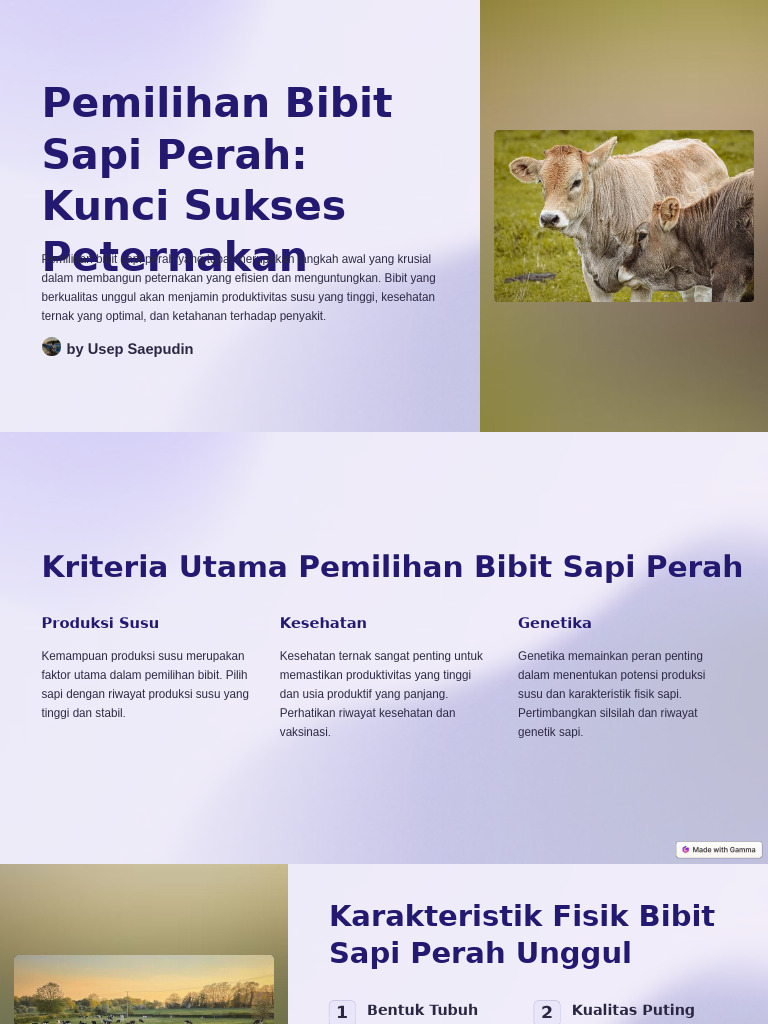 Pemilihan Bibit Sapi Perah Kunci Sukses Peternakan | PDF