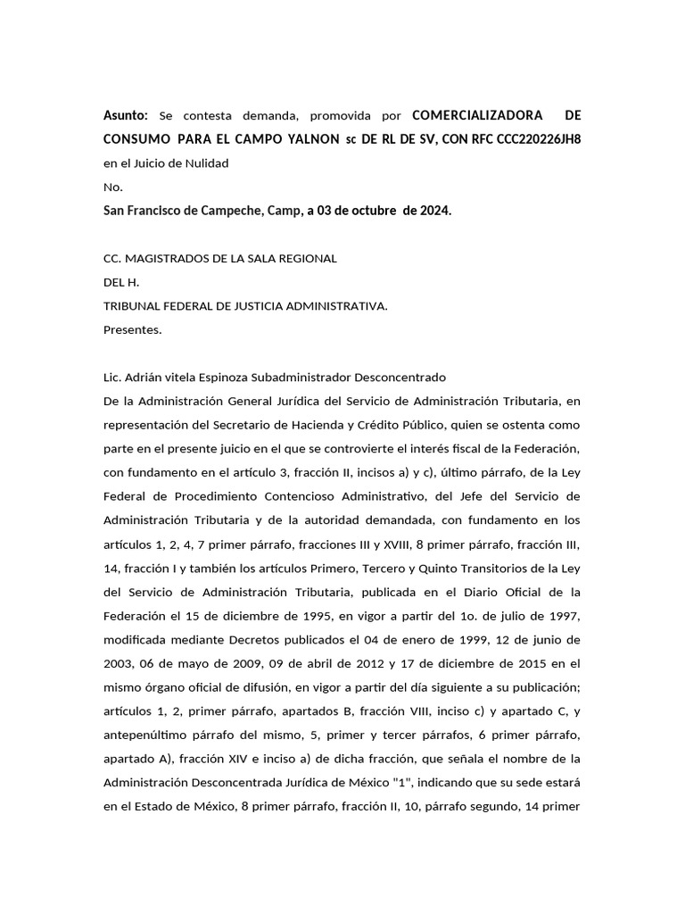 Contestacion Sat UNICO | PDF