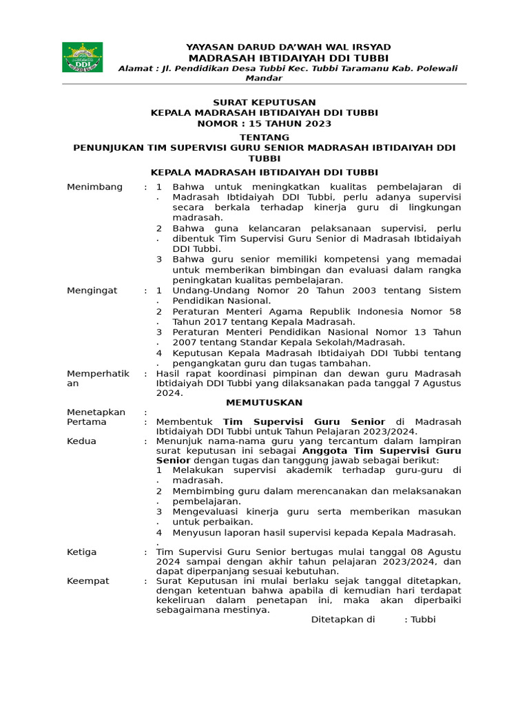 SK TIM SUPERVISI GURU SENIOR | PDF