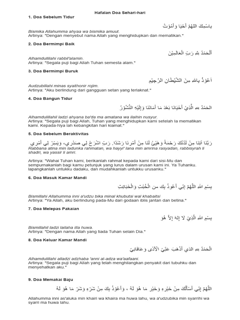 Doa Sehari-hari dan Artinya | PDF | Semitic Words And Phrases