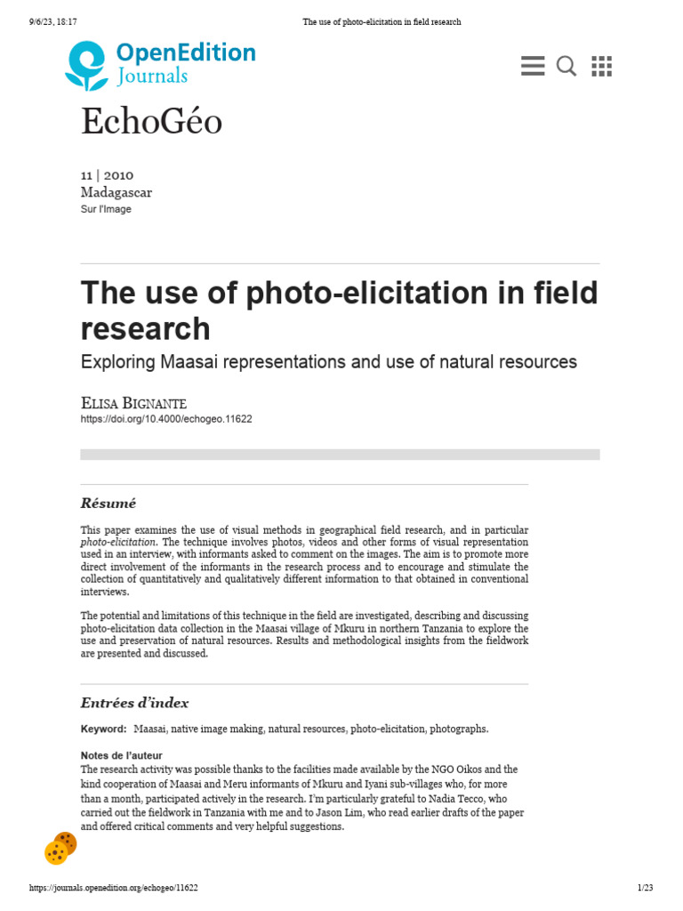 The Use of Photo-Elicitation in Field Research Exploring Maasai ...