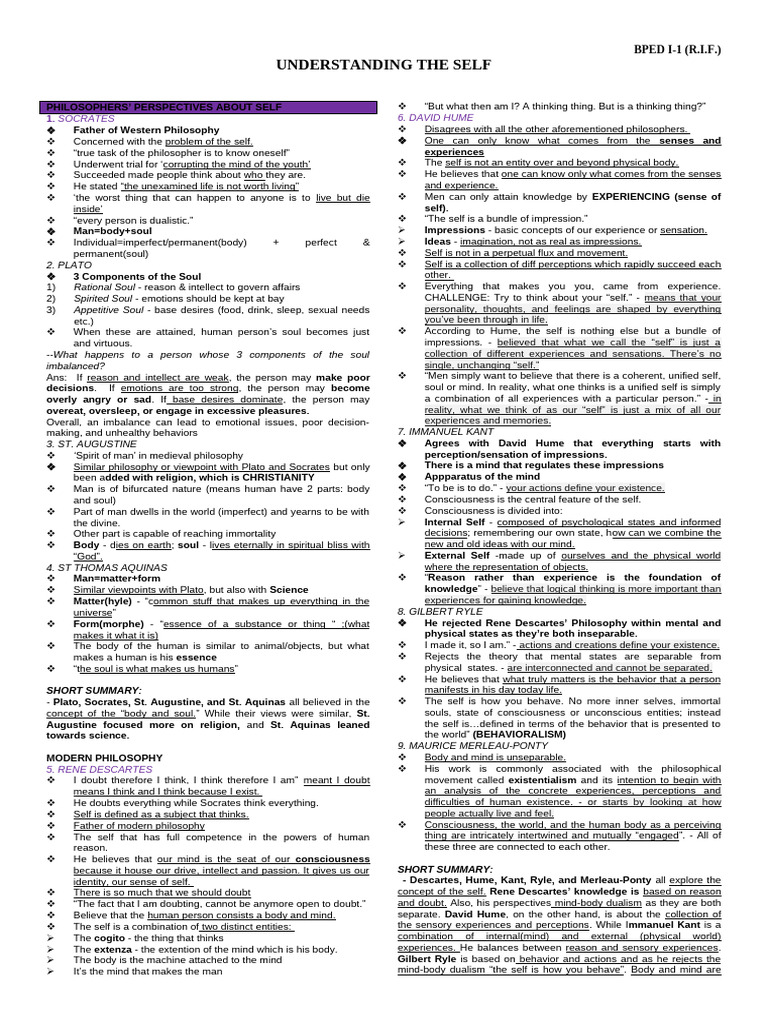 UNDERSTANDING-THE-SELF-NOTES-1 | PDF