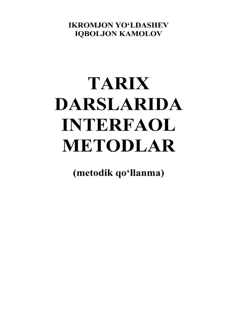 Tarix darslarida interfaol usullar (metodlar) | PDF