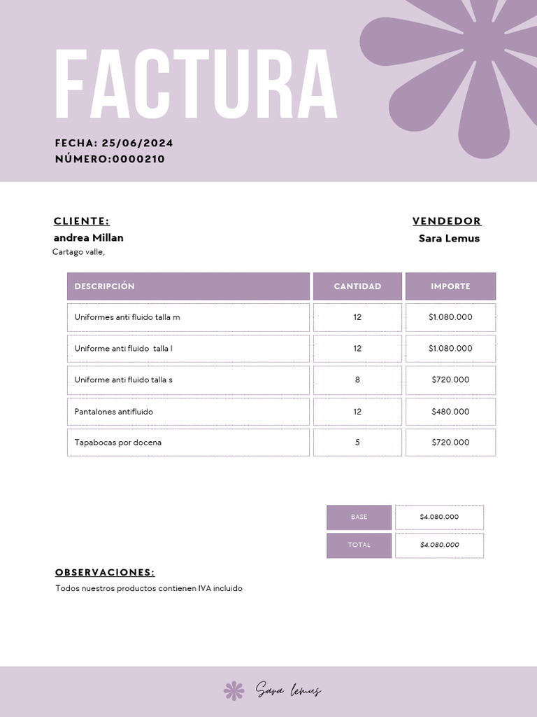 Factura Uniformes Antifluido PDF | PDF
