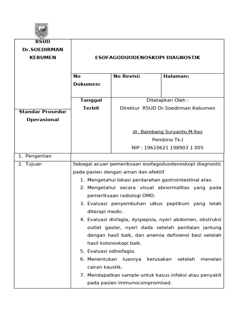 SOP ENDOSKOPI | PDF