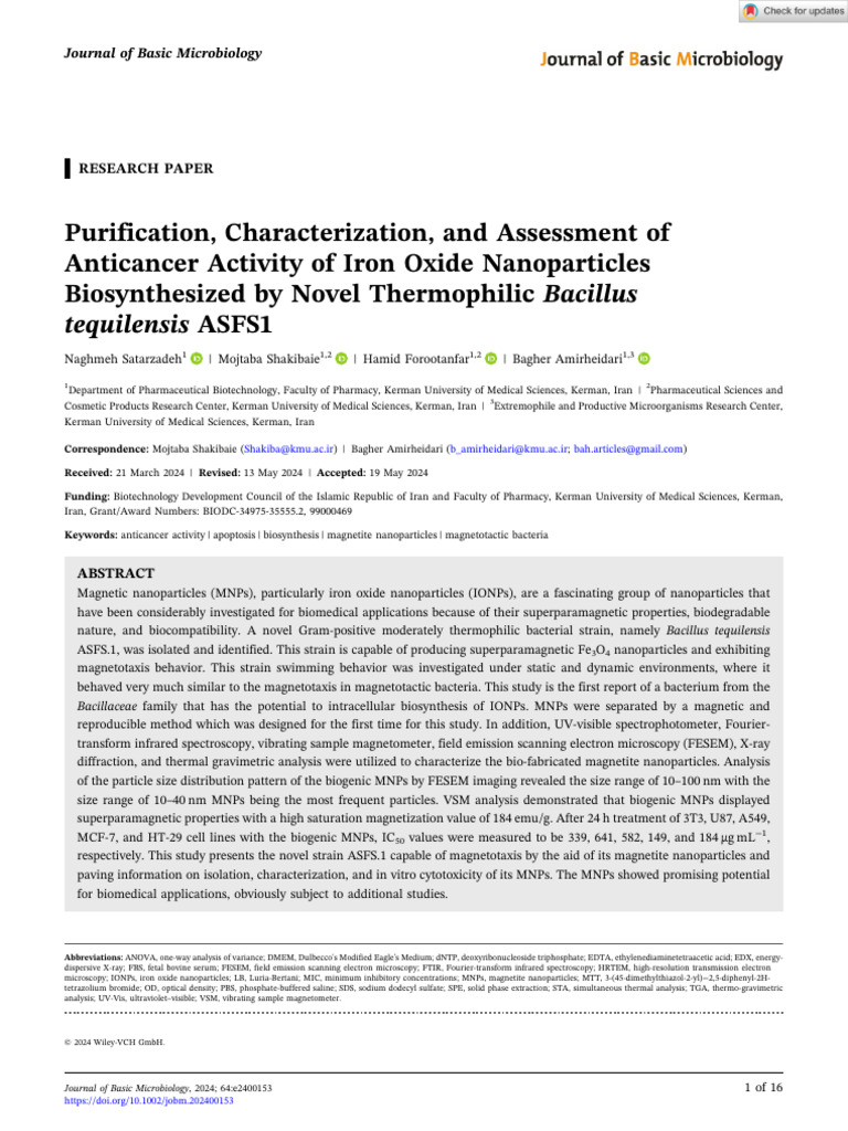 Journal of Basic Microbiology - 2024 - Satarzadeh - Purification ...