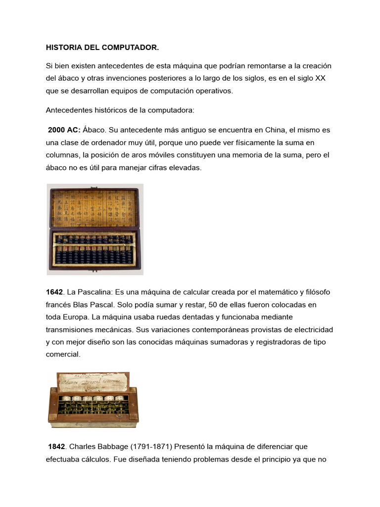 Historia Del Computador | PDF