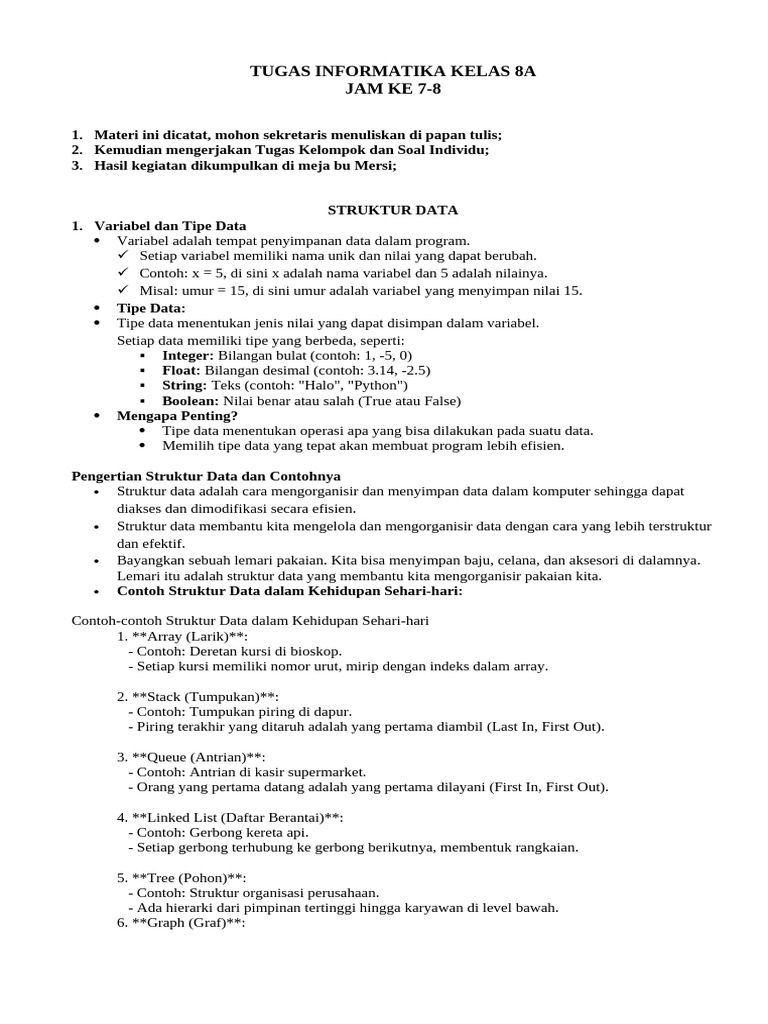 Tugas Informatika Kelas 8a | PDF