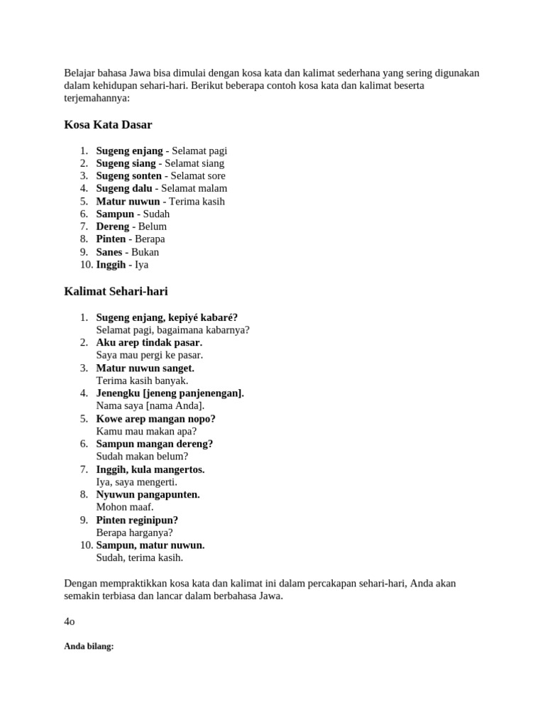 Bahasa Jawa | PDF