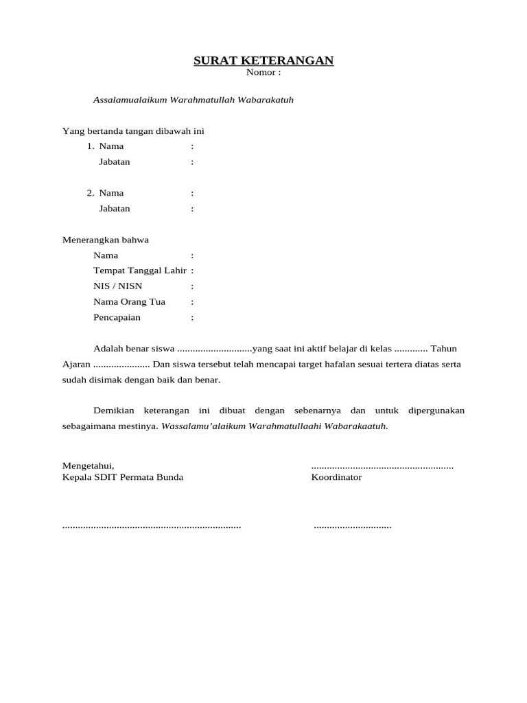 Surat Capaian Hafalan | PDF