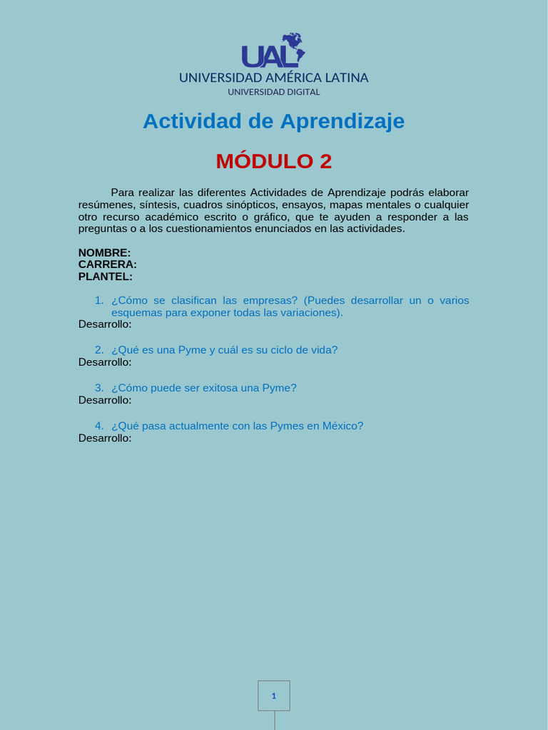 Actividad de Aprendizaje M2 | PDF