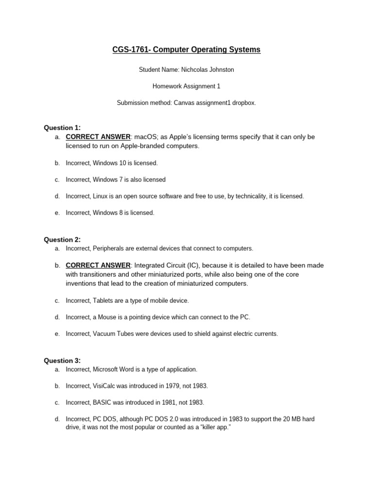 COS Assignment 1 | PDF