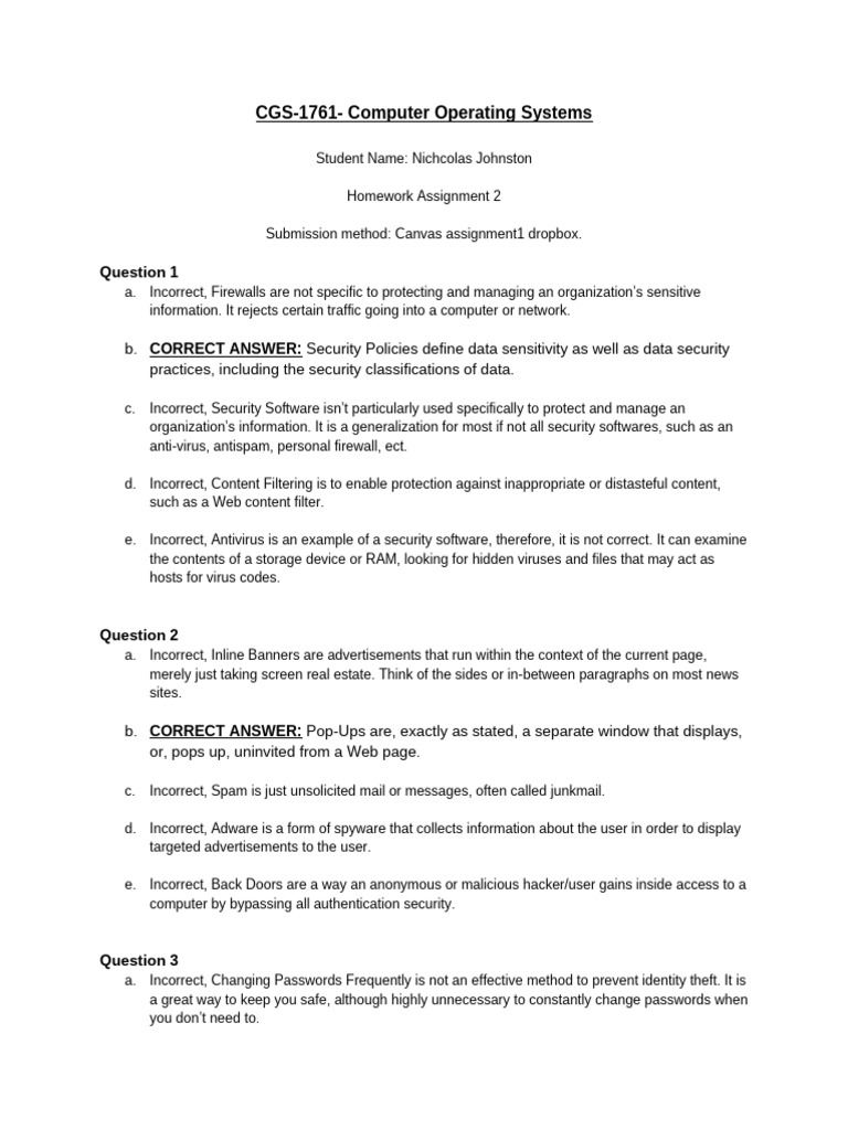 COS Assignment 2 | PDF