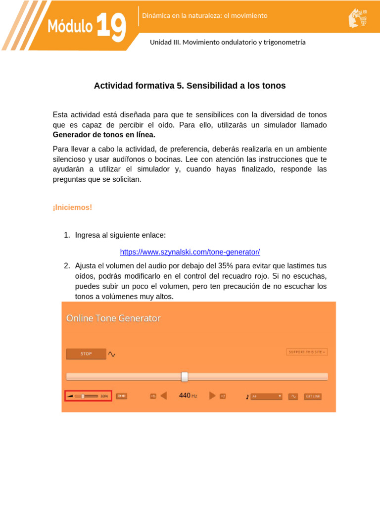 Actividad Formativa 5. Sensibilidad A Los Tonos | PDF | Sonido | Frecuencia