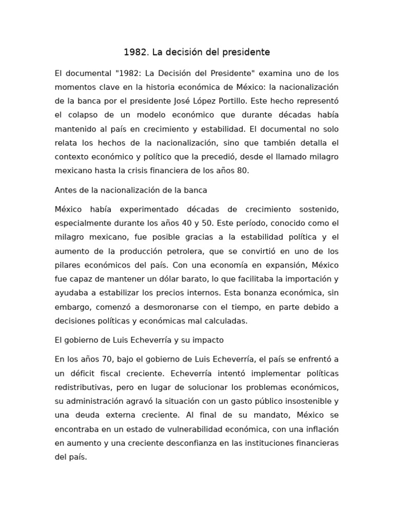 1982 La Decisión Del Presidente | PDF