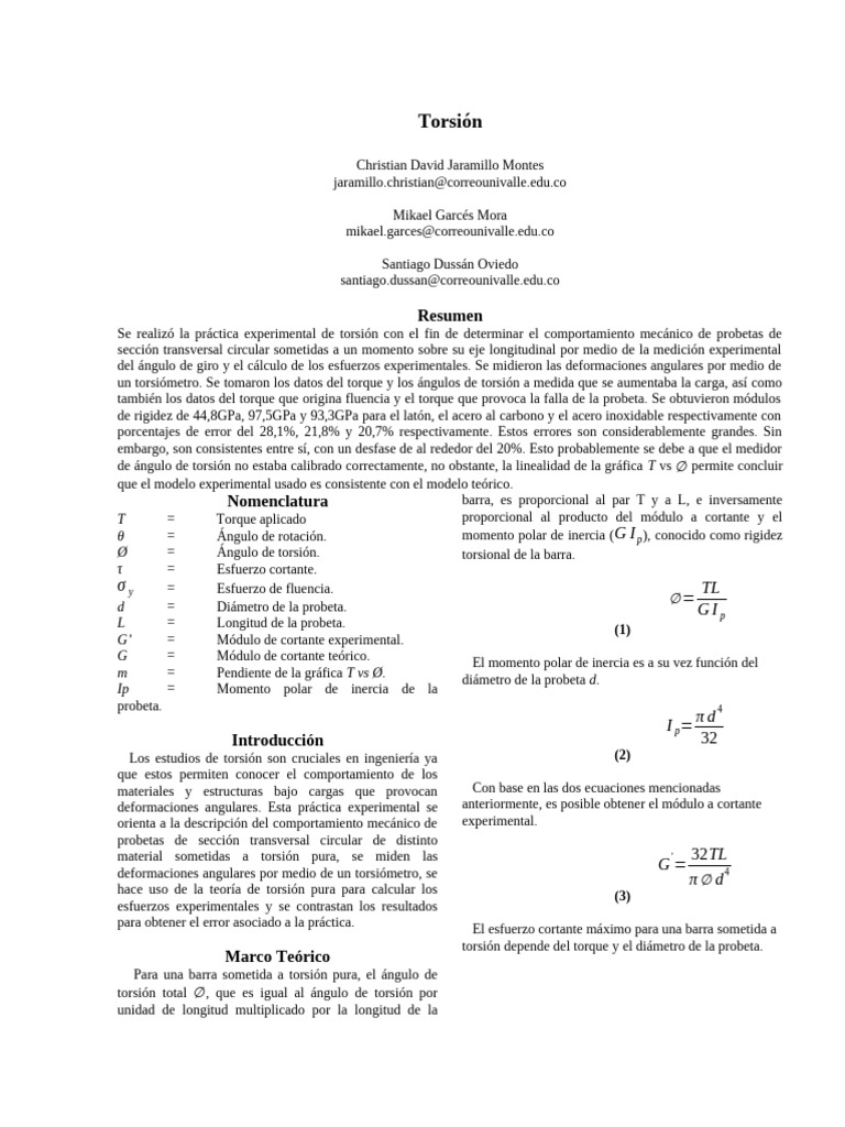 Lab 3 Torsion Jara | PDF