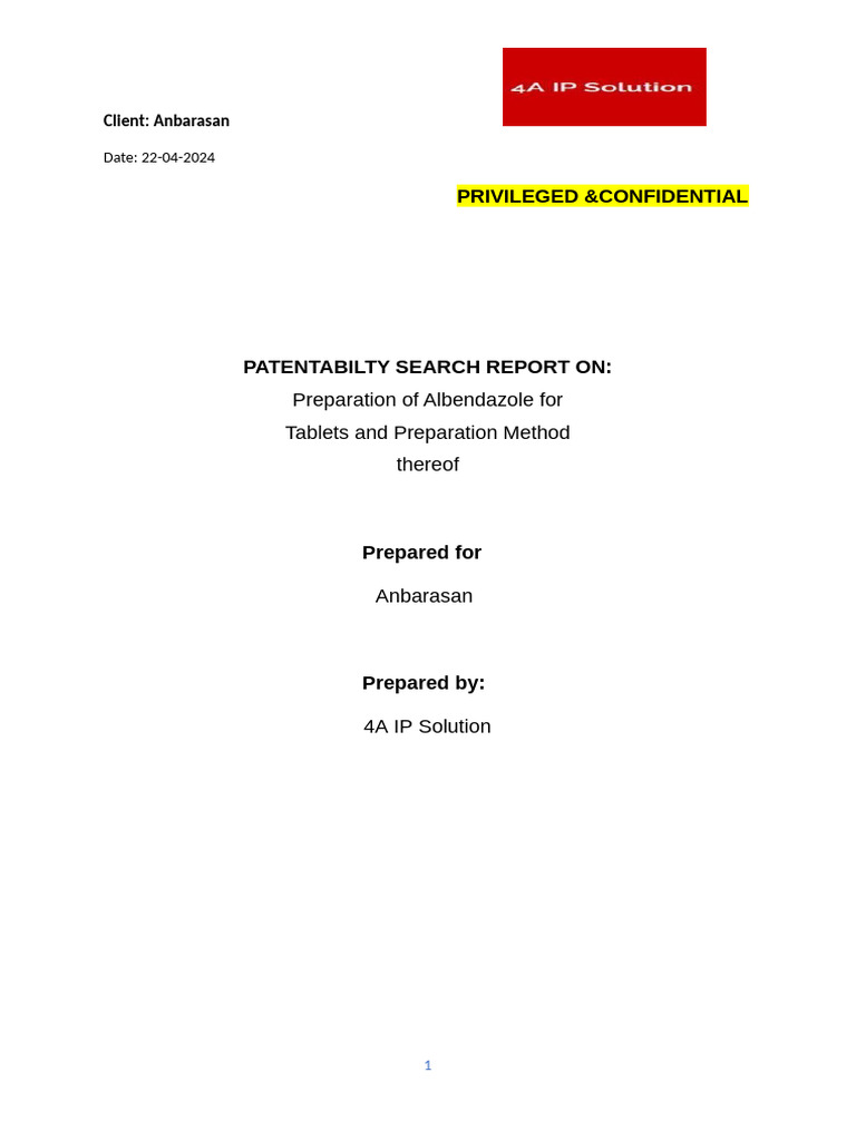 Albendazole Tablet Prep Report | PDF | Polyethylene Glycol | Acid