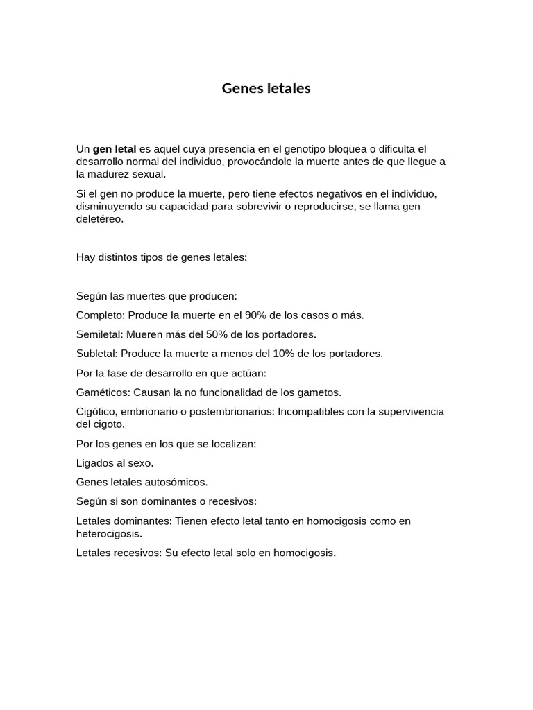 Genes Letales | PDF | Ciencia y matemáticas
