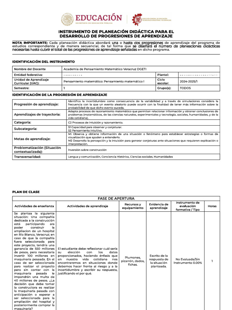Cbtis 017 Progresión 02 PM1 | PDF
