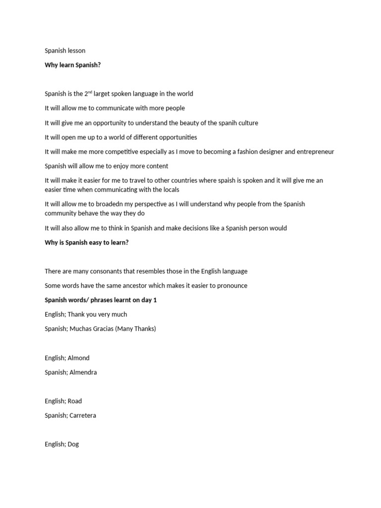 Benefits of Learning Spanish | PDF