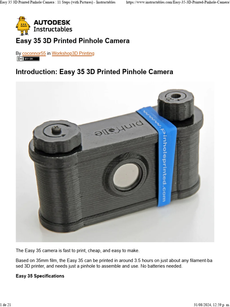 Easy 35 3D Printed Pinhole Camera - 11 Steps (With Pictures ...