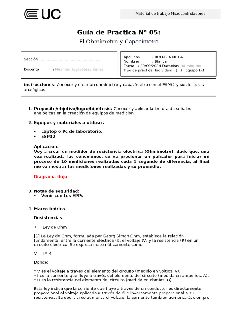 Práctica 05 - Ohmimetro y Capacimetro (21-09) | PDF