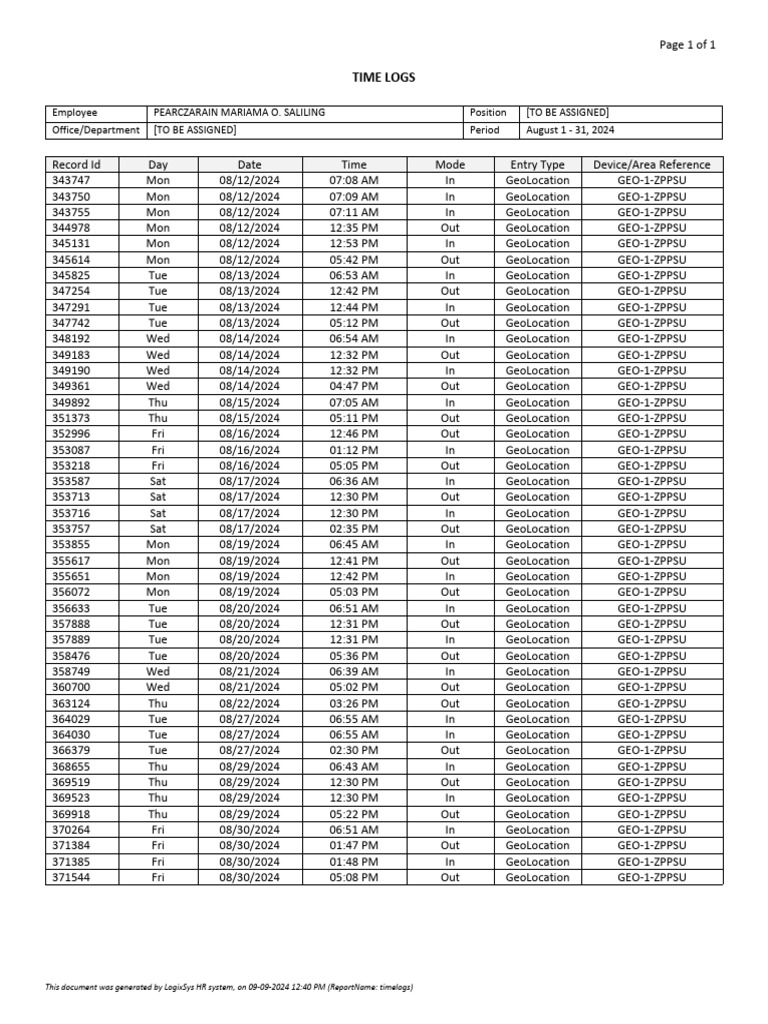 Time Logs | PDF