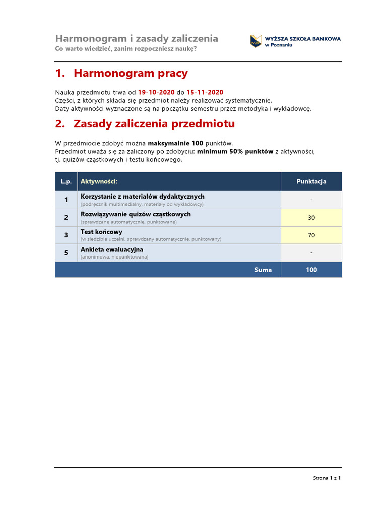 Koncepcje Zarzadzania Zasady Zaliczenia | PDF