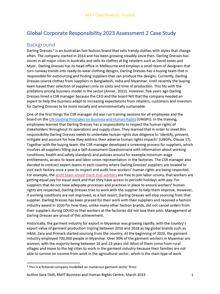 GCR 2023 Assessment 2 Case Study Final - Sem2 | PDF