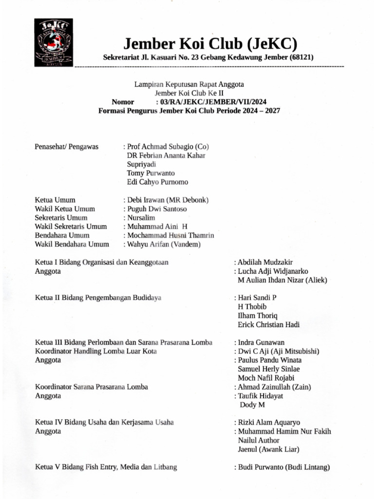 Pengurus JeKC 2024-2027_ | PDF