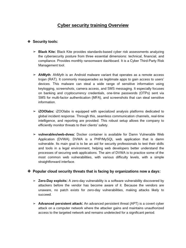 Cyber Security Training Overview | PDF