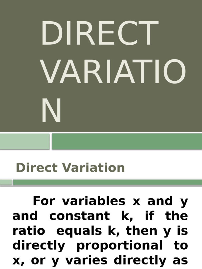 Direct Variation | PDF