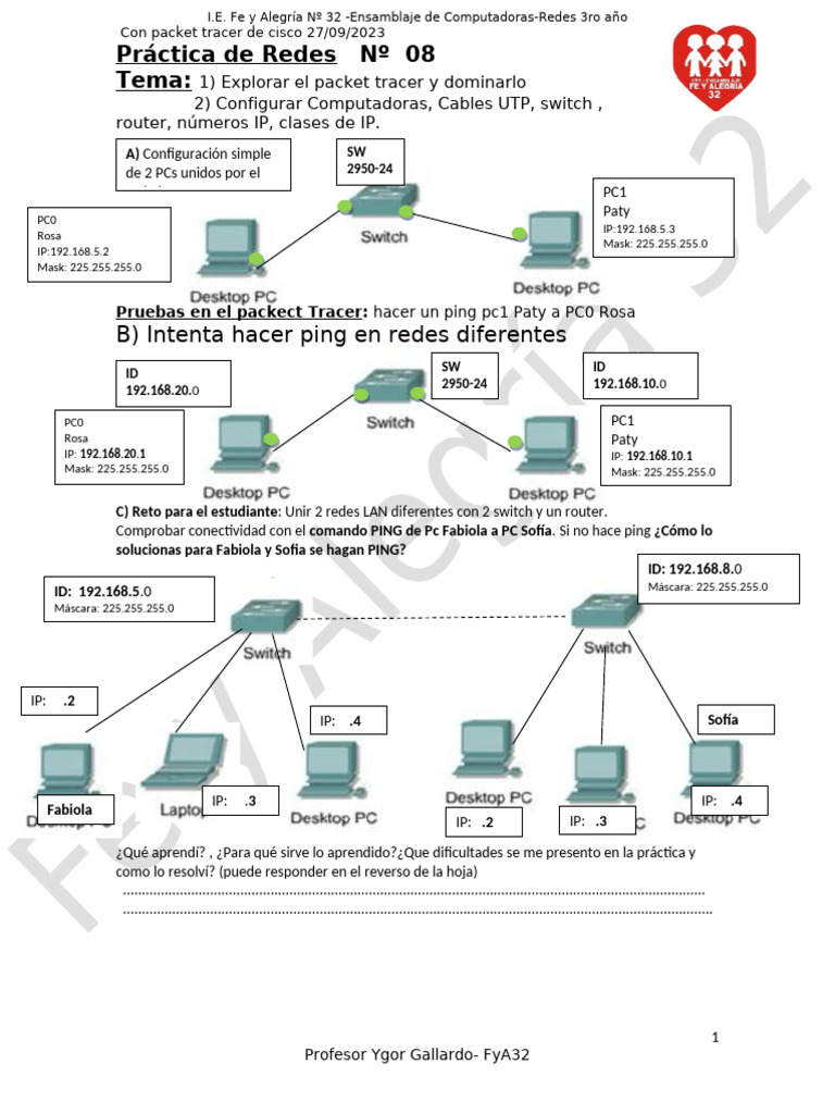 Práctica8 REDES LAN (Packet) 27 Set 2023 | PDF