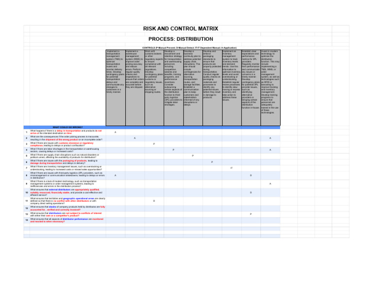 DISTRIBUTION - RISK AND CONTROL MATRIX | PDF