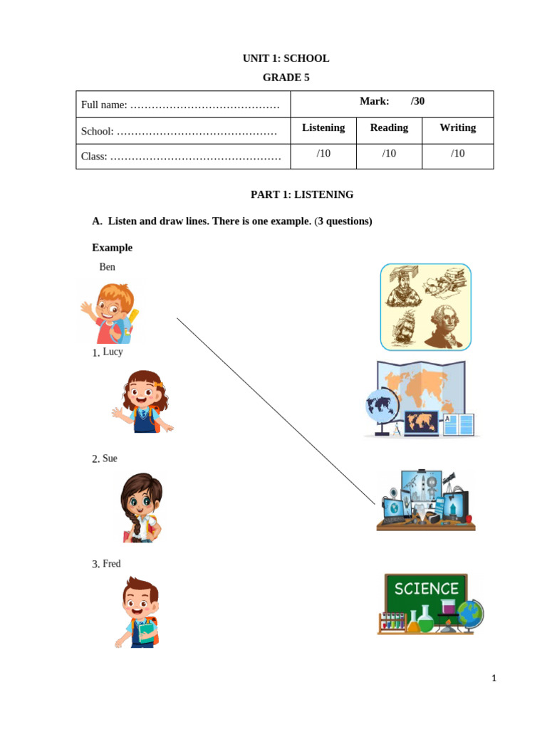 TA5 I-Learn Smart Start - Unit 1 | PDF