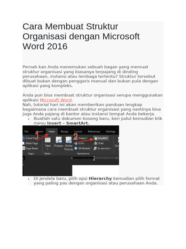 Cara Membuat Struktur Organisasi dengan Microsoft Word 2016 | PDF