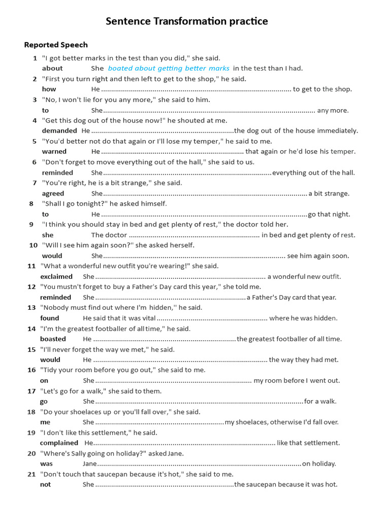 Sentence Transformation Practice - Final Examination | PDF | Mount Everest