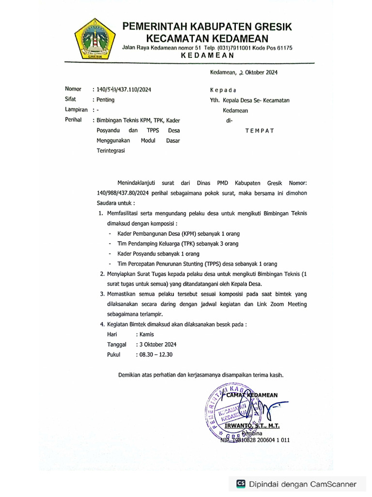 BIMTEK KPM, TPK, DAN KADER POSYANDU DAN TPPS DESA | PDF