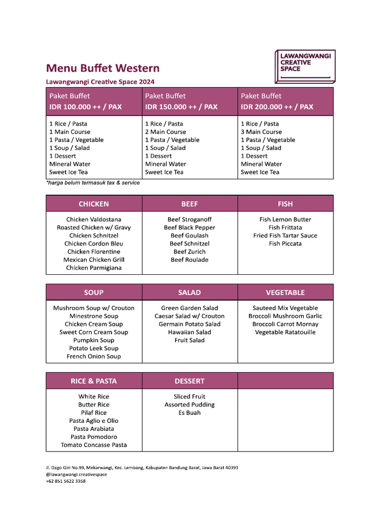 MENU BUFFET WESTERN LCS 2024 | PDF
