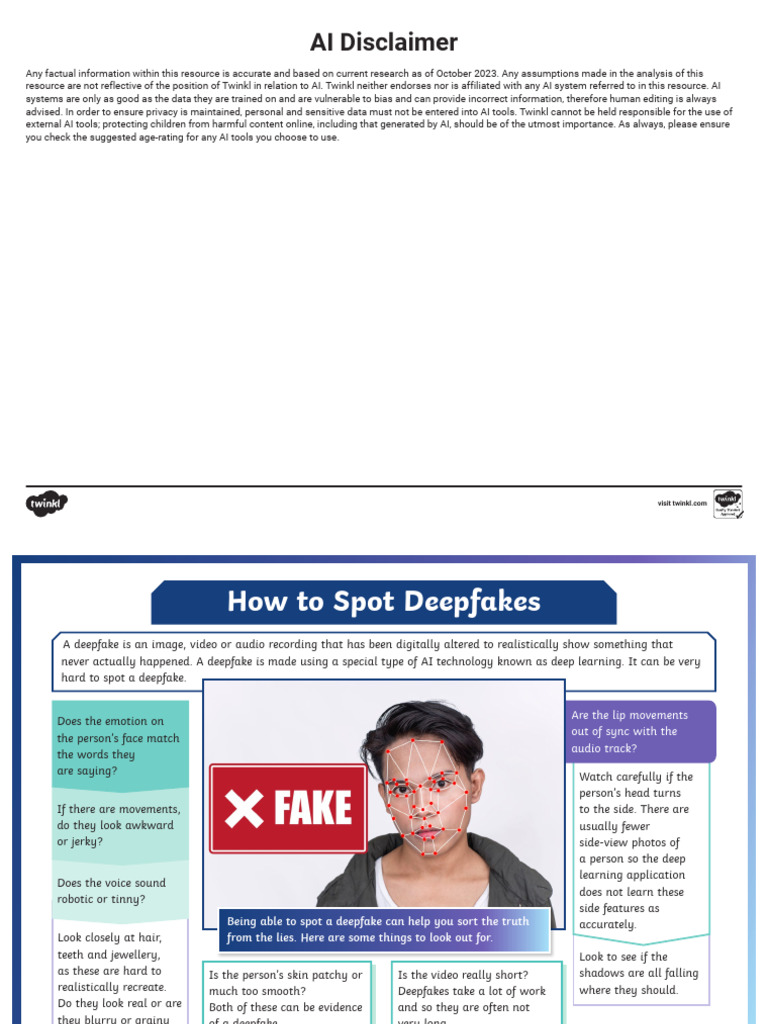 How To Spot Deepfakes Display Poster | PDF | Artificial Intelligence | Intelligence (AI) & Semantics