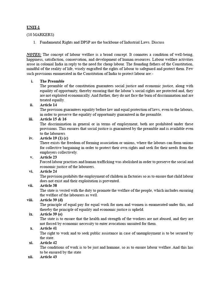 LABOUR LAW II - Unit 1 | PDF