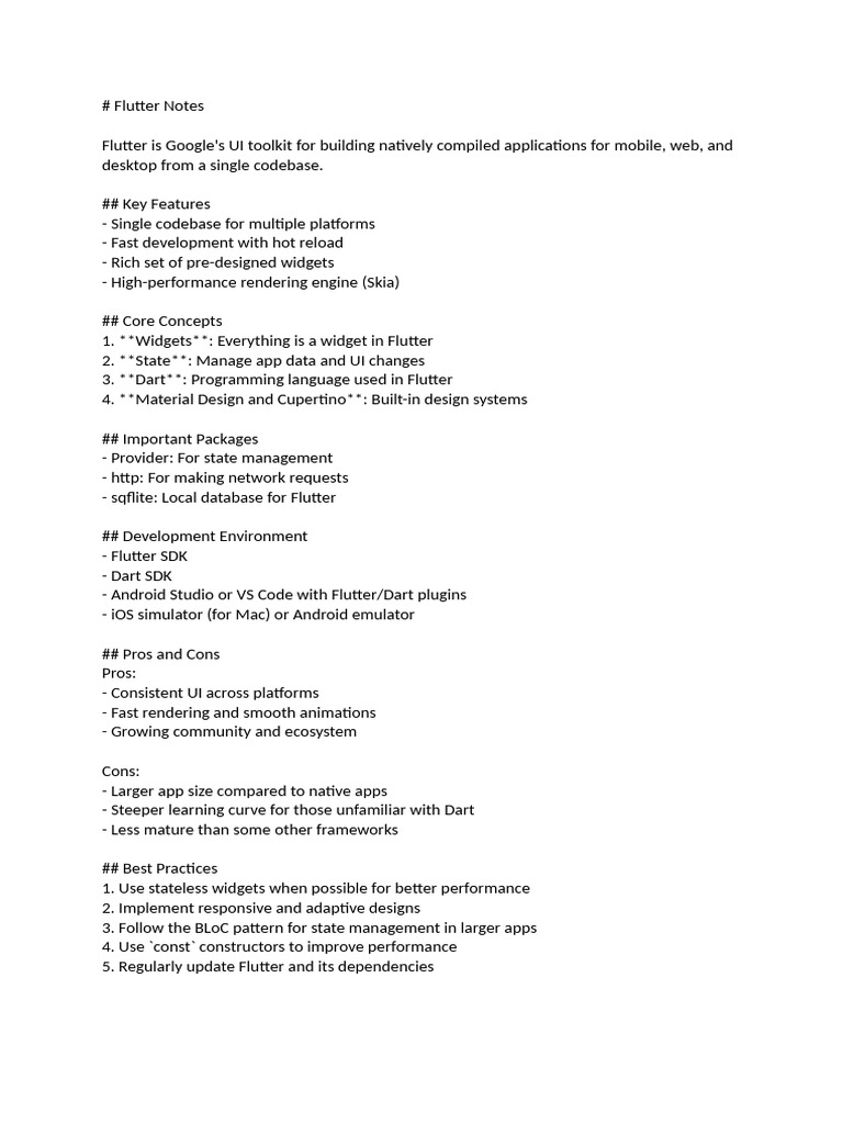 Flutter Notes | PDF