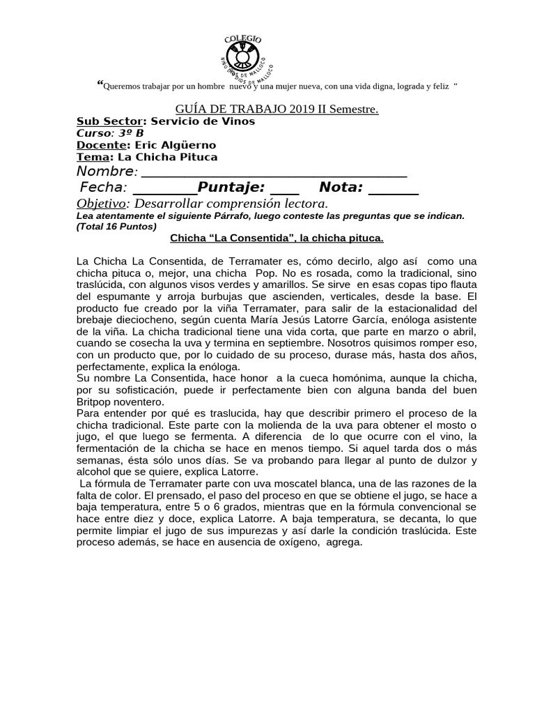 Guia Chicha Pituca | PDF