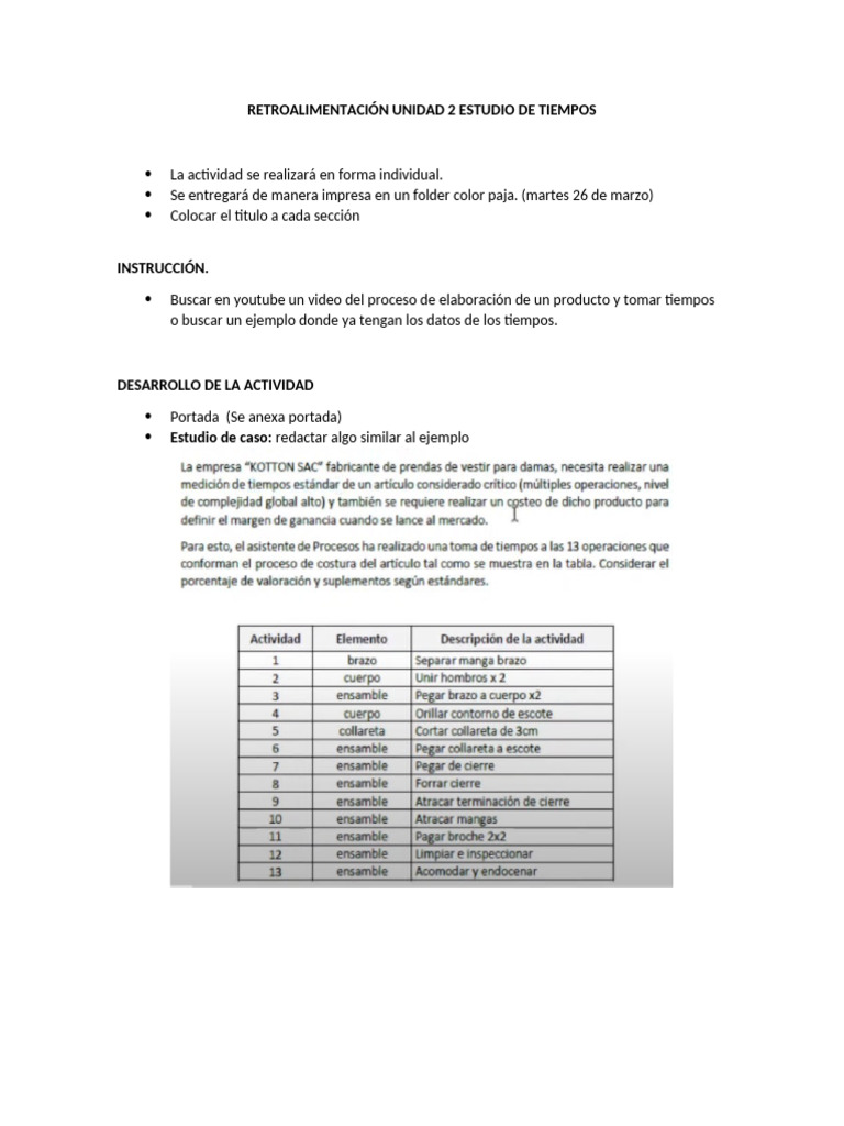 Estudio De Tiempos Pdf